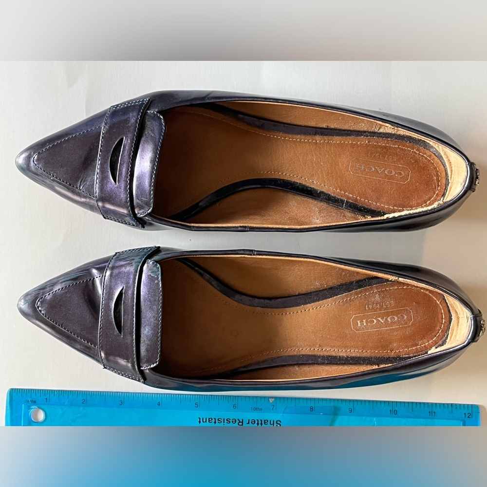 Coach Blue Metallic Leather Flats - Gem